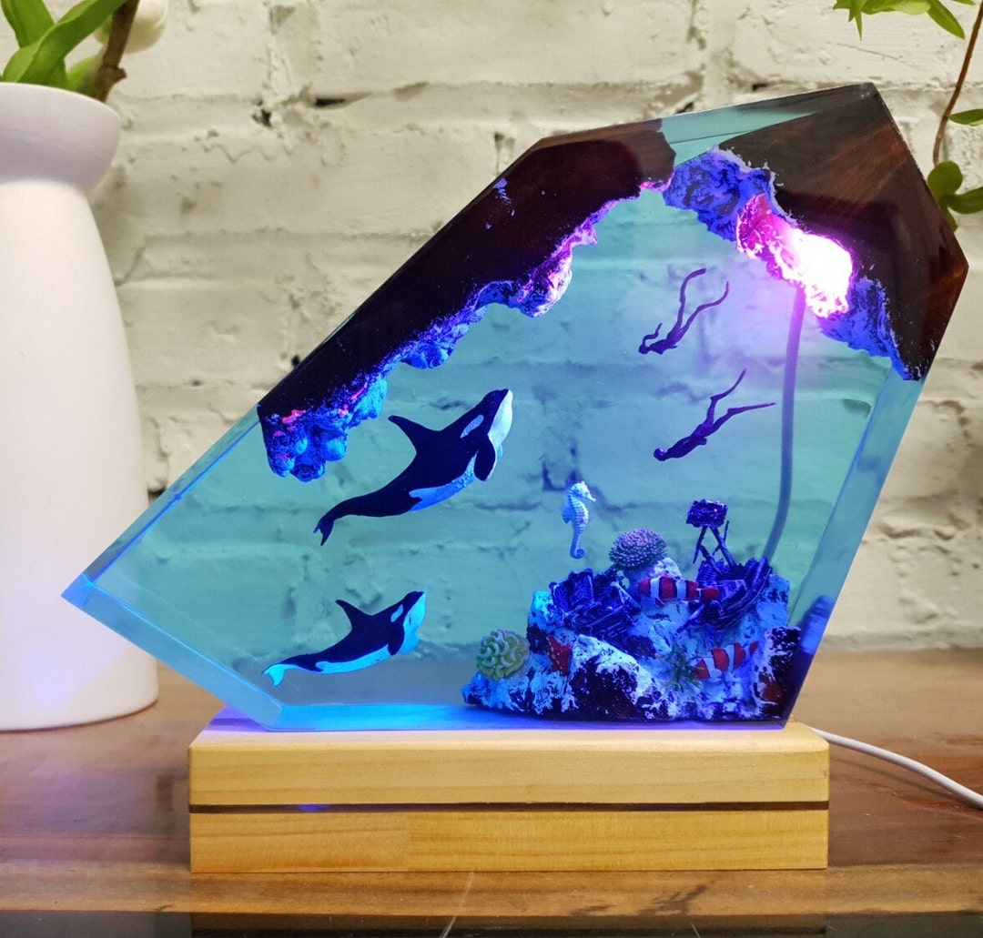 Orca Shark and Couple Diver Resin Night Lights-whale Shark and Humpback ...