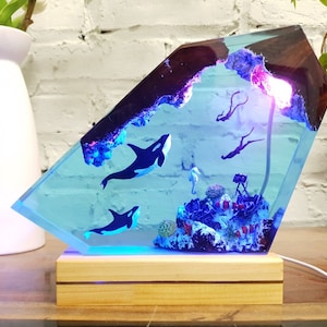 Orca Shark and Couple Diver Resin Night Lights-whale Shark and Humpback ...