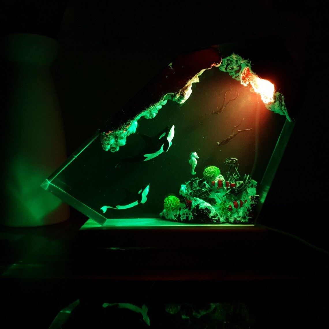 Orca Shark and Couple Diver Resin Night Lights Whale Shark - Etsy