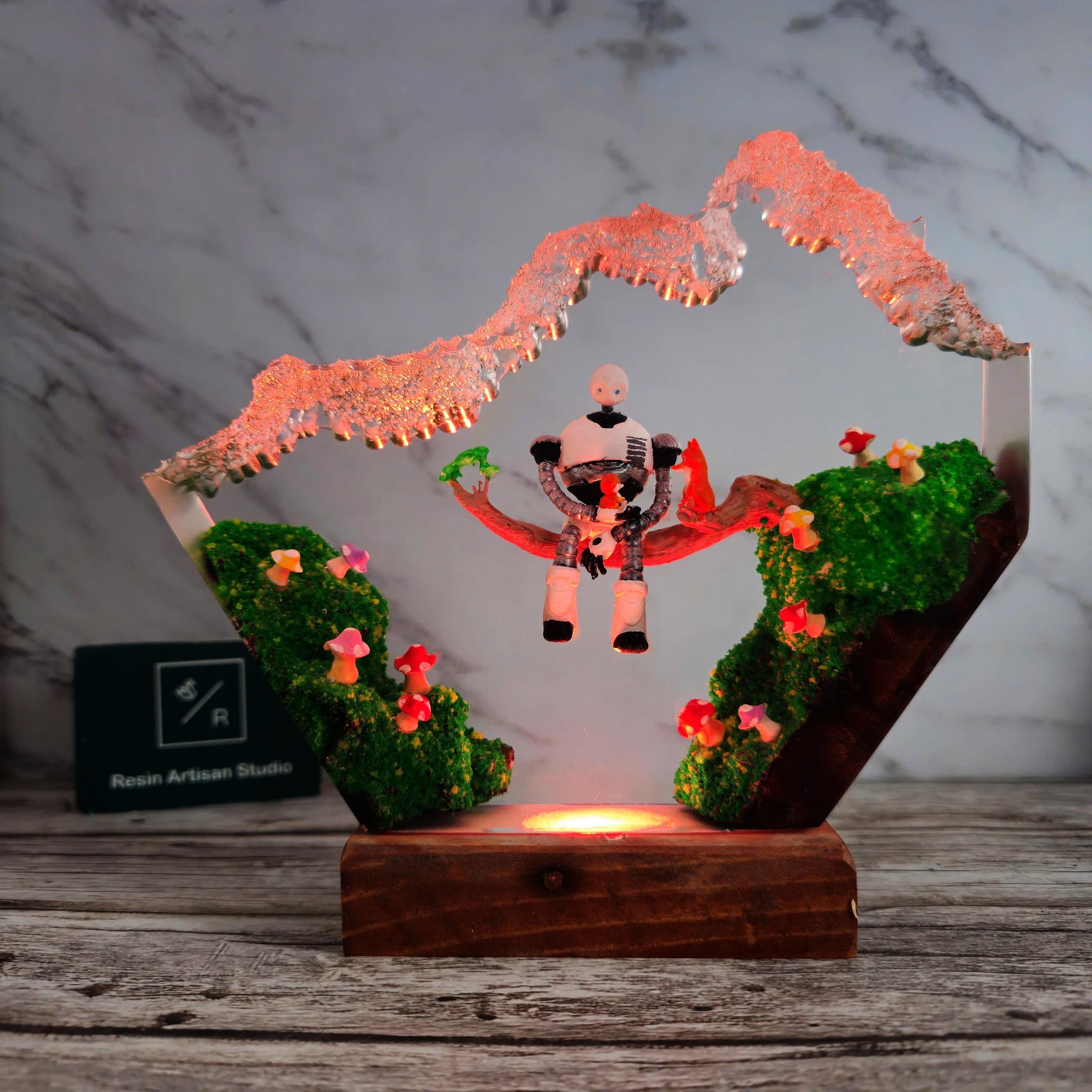 The Wild Robot, Resin Decorative Lights, Art Night Light, Touching ...