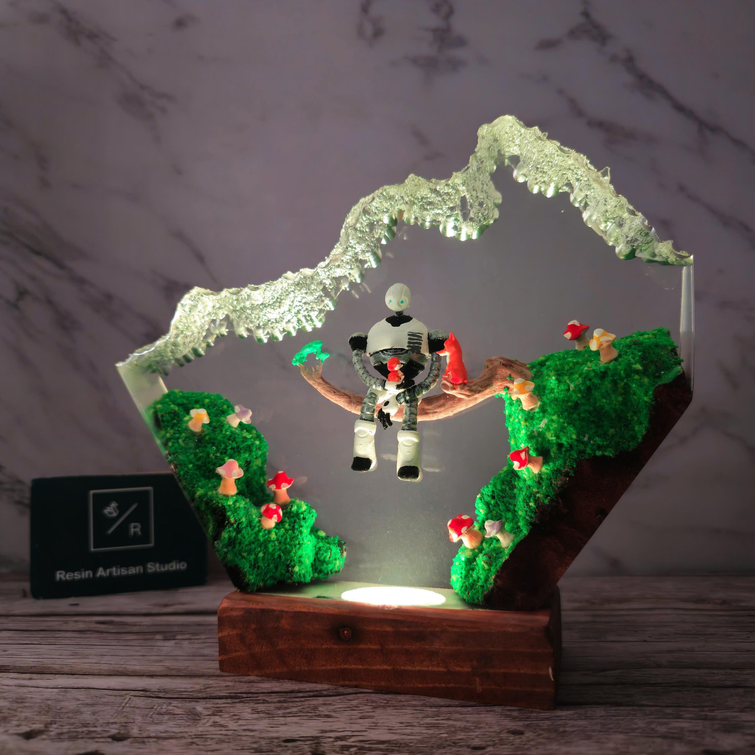 The Wild Robot, Resin Decorative Lights, Art Night Light, Touching ...