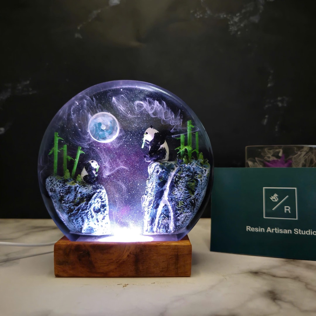 Customer Panda Lamp, Panda Figure, Night Light, Epoxy Resin Lamp, Resin ...