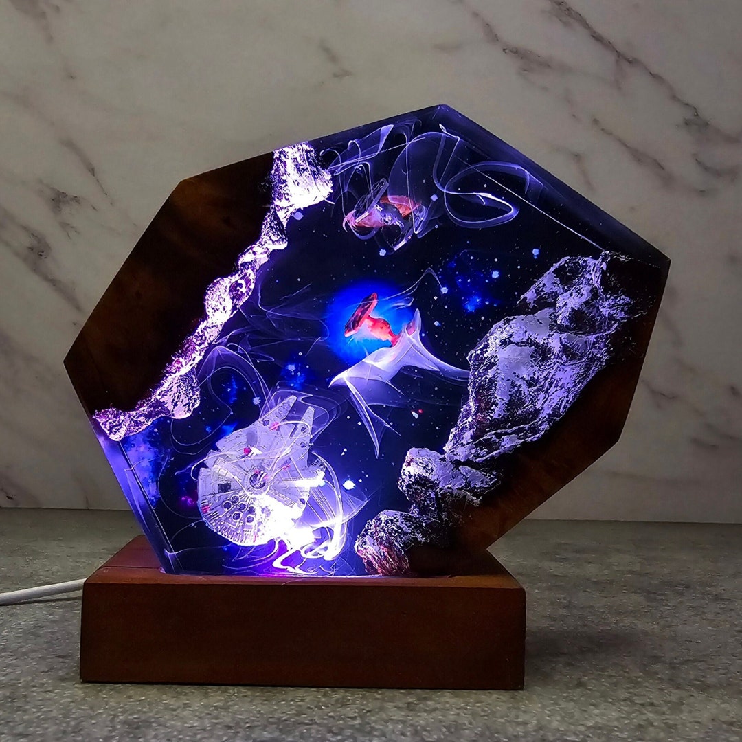 Space Galaxy Night Light, Space Ship Figure, Epoxy Night Lamp for ...