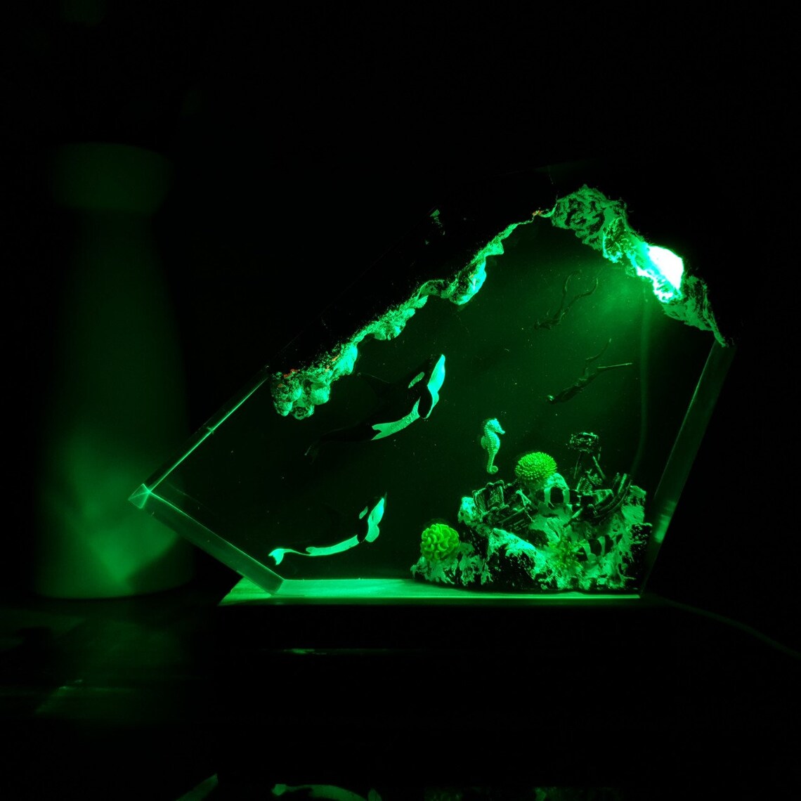 Orca Shark and Couple Diver Resin Night Lights-whale Shark and Humpback ...