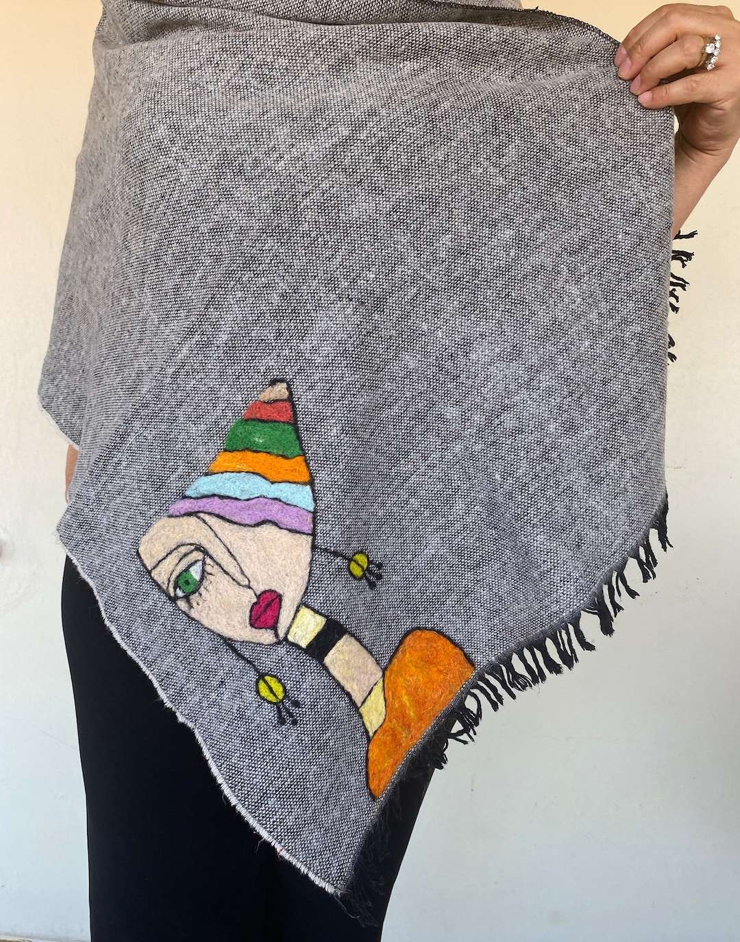 Fancy Quenn Scarf, Gift for Her, Gift for Mom, Felted Scarf, Felted ...