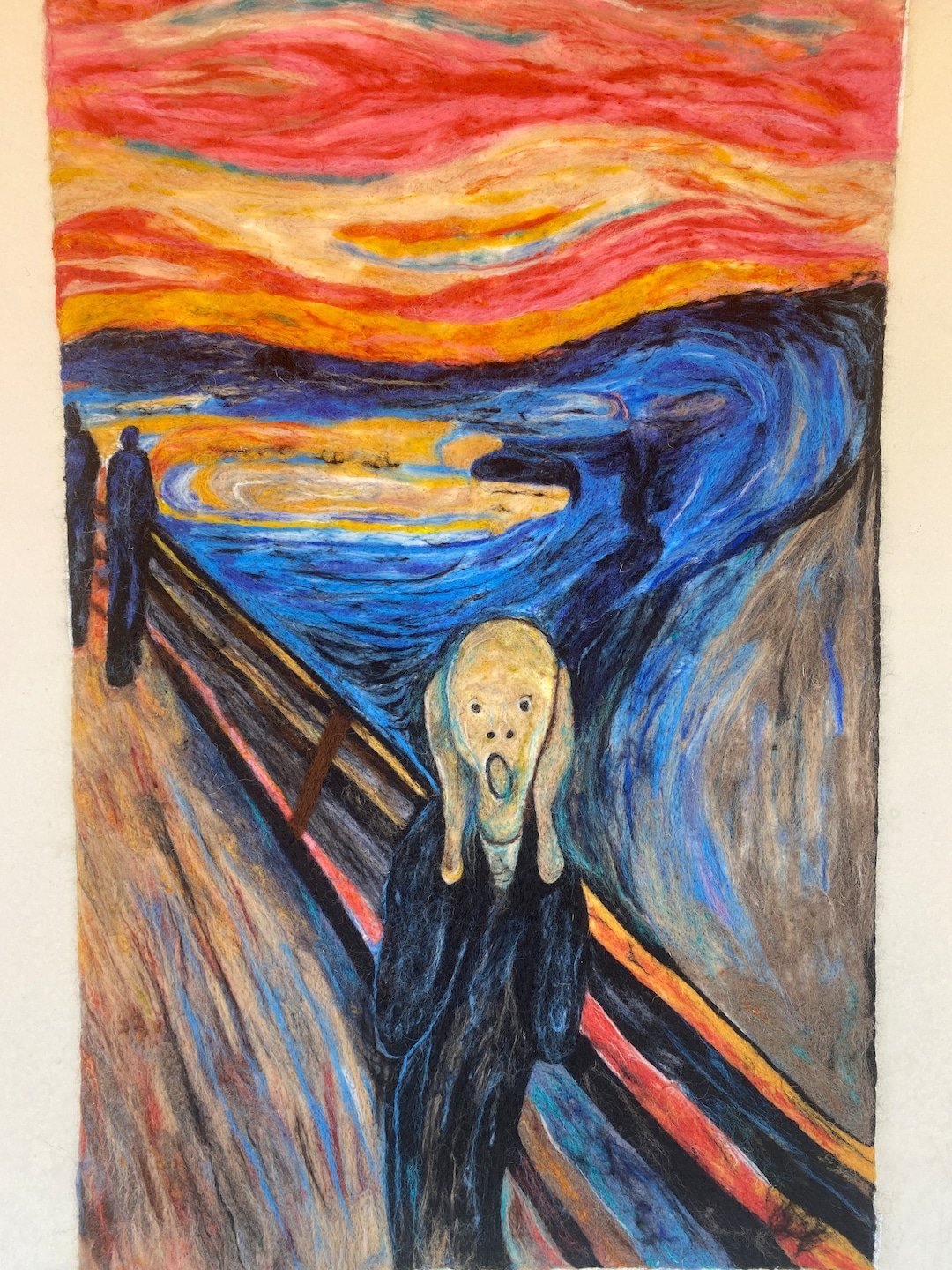 The Scream, Felted Wool Painting, Felt Art Painting, Wool Painting ...