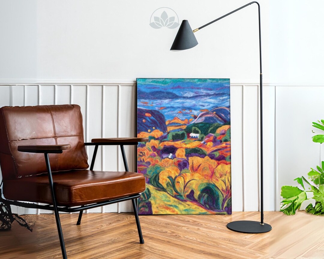 Colorful Highlands Felted Wool Painting: Fantasy Mountain Landscape - Etsy