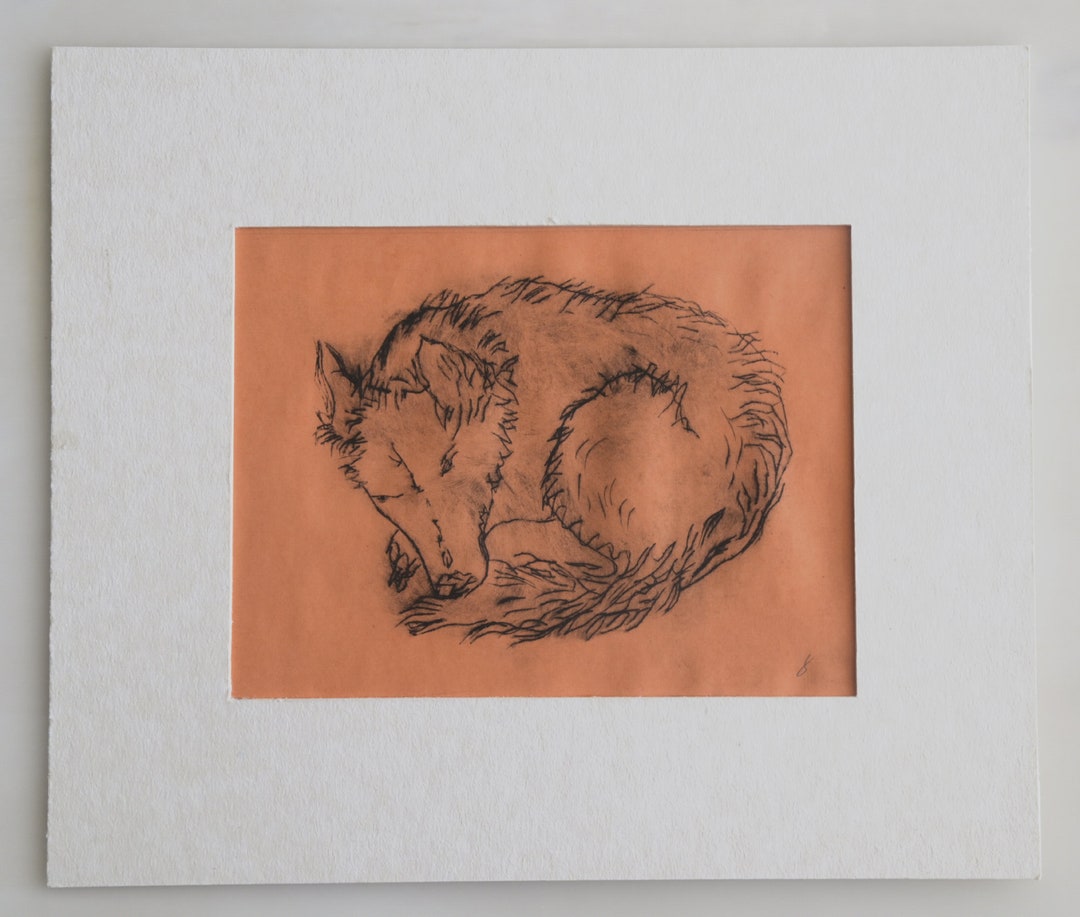 Drypoint Print of a Sleeping Dog - Etsy