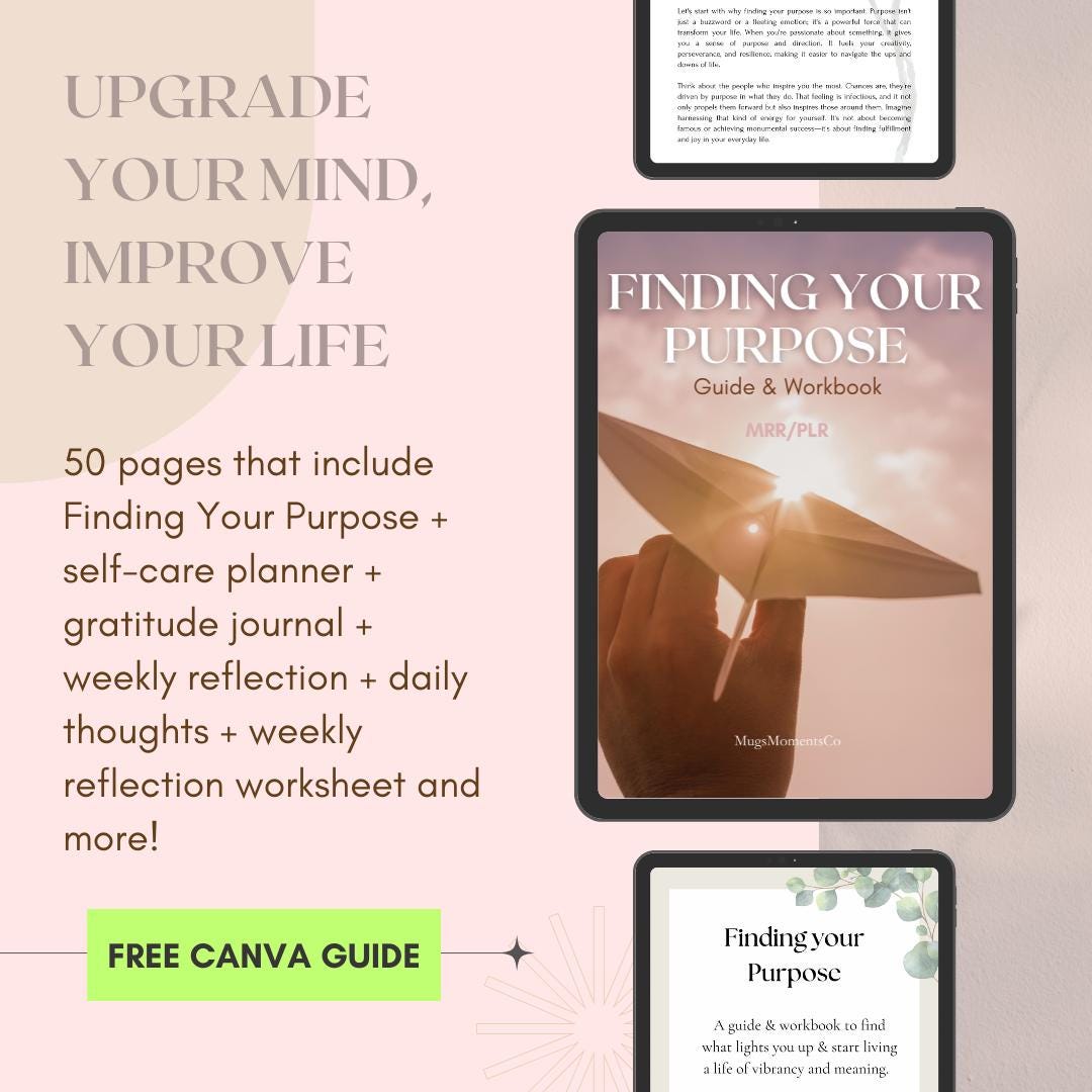 Finding Your Purpose Guide DFY Self Growth Workbook Journal Prompt Self ...
