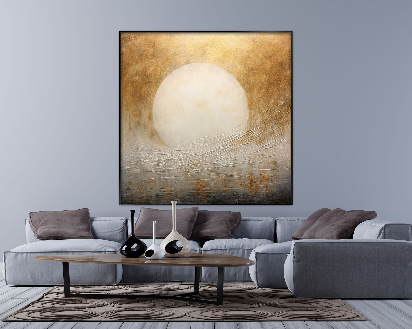 Sky Landscape, Sun, Clouds 100% Hand Painted, Wall Decor Living Room ...