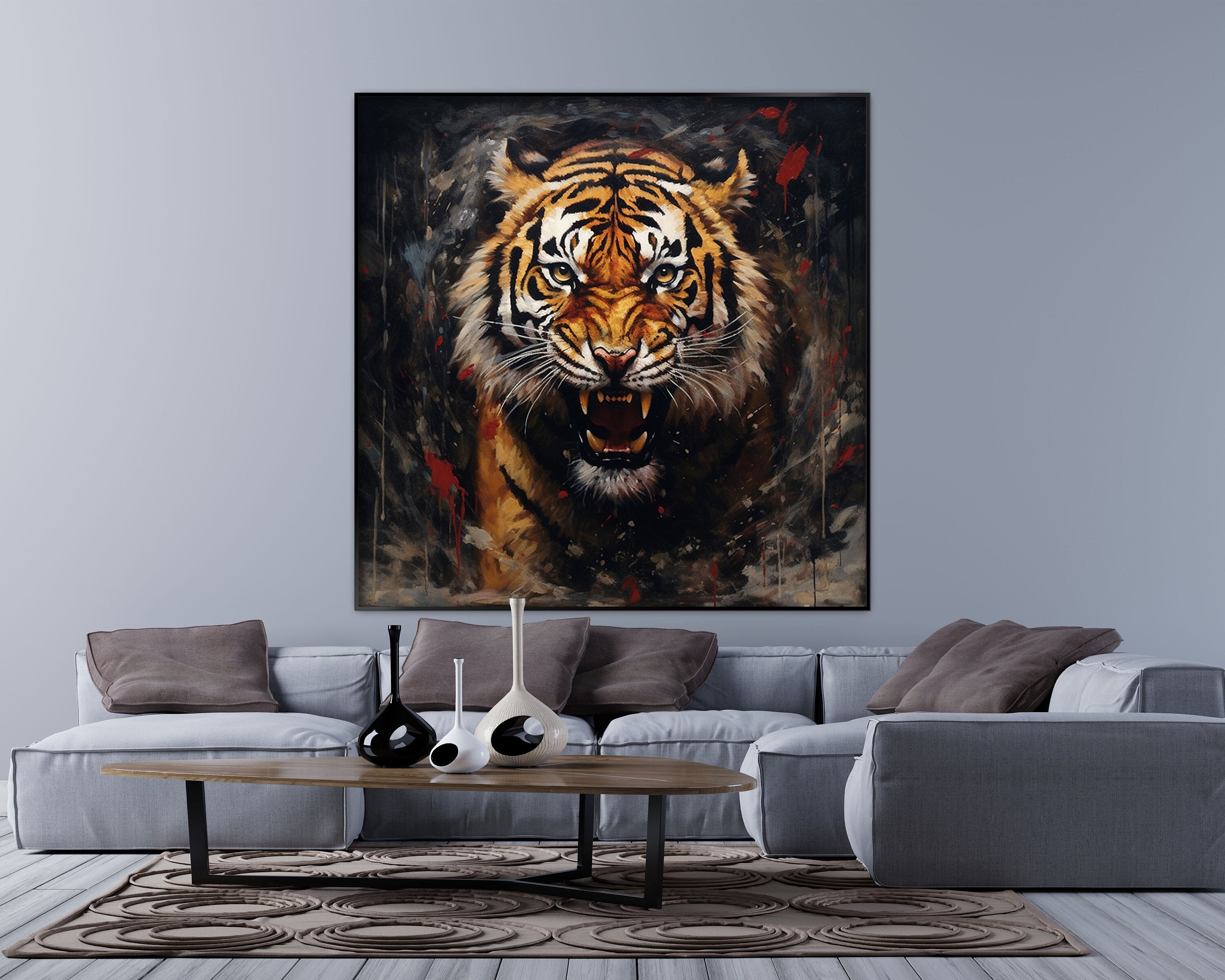 Tiger Oil Painting, Tiger Abstract Painting, Tiger Wall Art, Tiger ...
