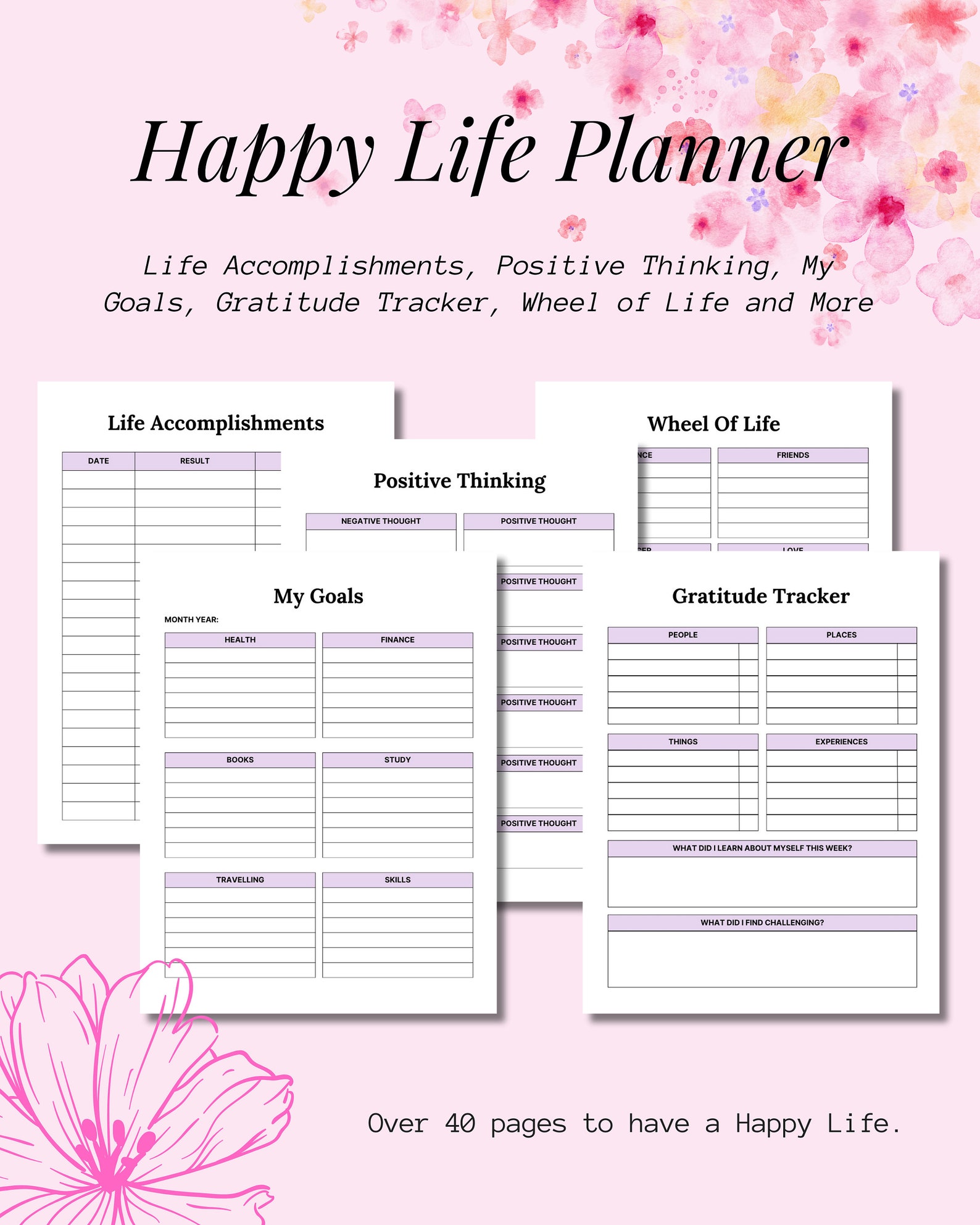 The Happy Life Planner Printable Google Sheets PDF Home Management All in One Bundle 2024 ...
