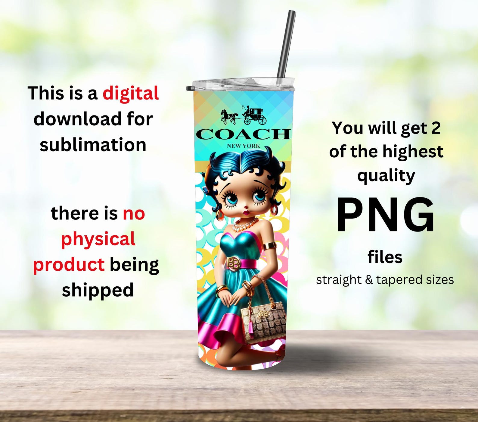 Betty Boop Rainbow Coach, 20 Oz Skinny Tumbler Sublimation Design ...