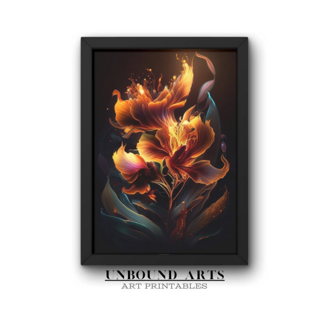 Orchid Artwork Orchid Illustration Digital Download Orange Orchid ...