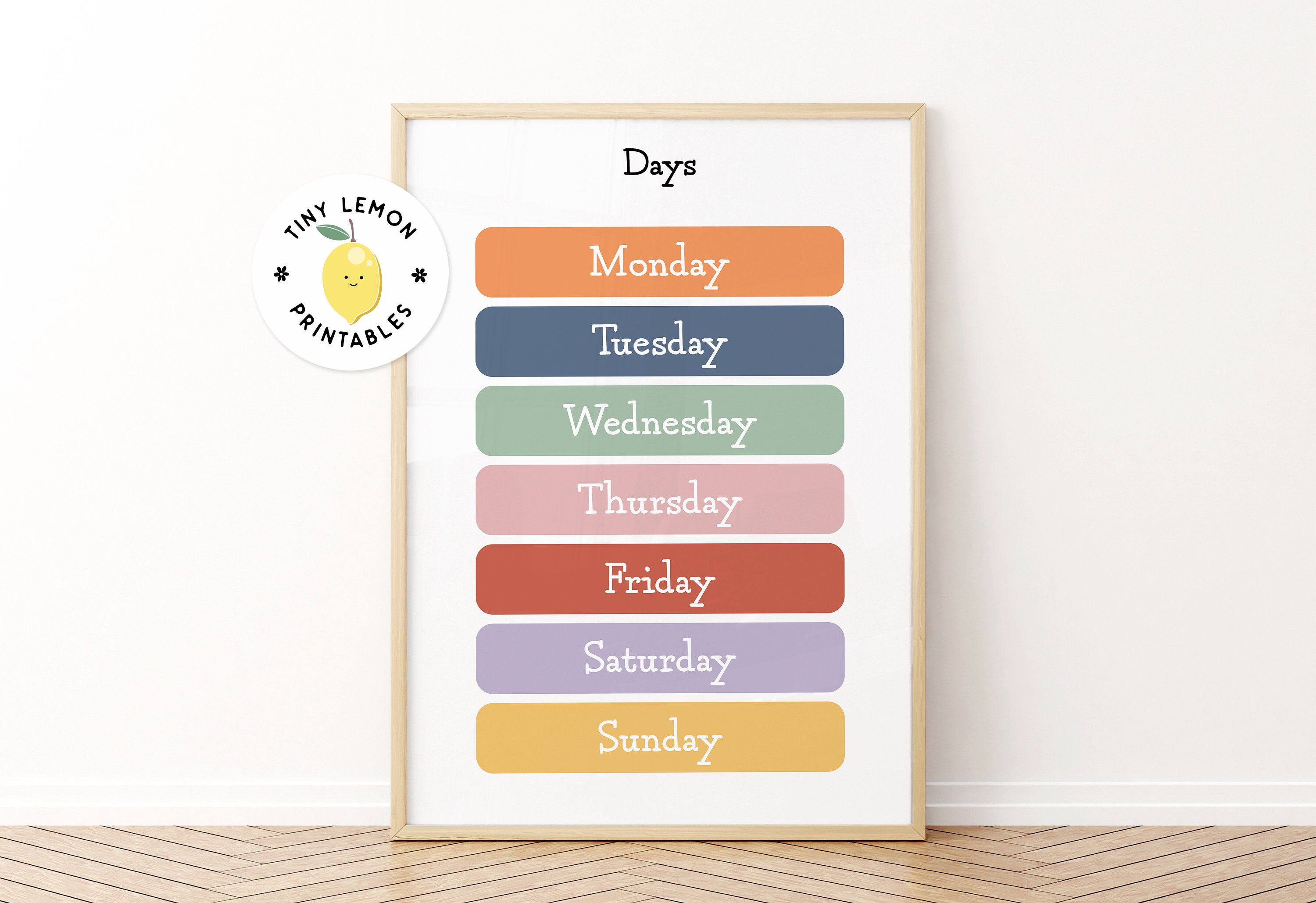 Days Educational Poster. Days Clasroom Poster. Preschool Learning ...