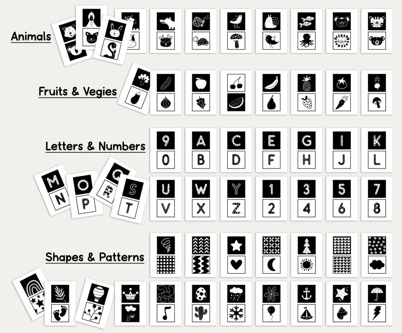 110 Sensory Baby Cards. High Contrast Stimulation. Black and White ...