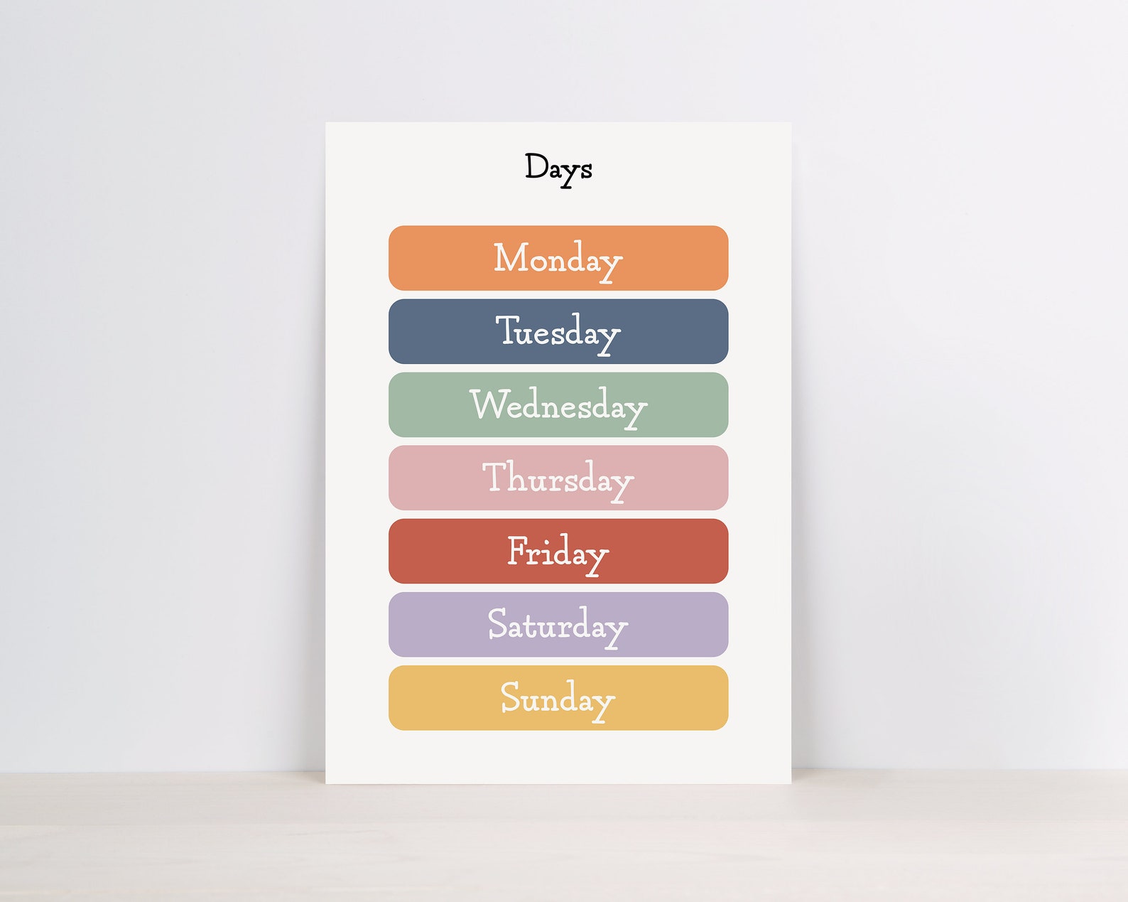 Days Educational Poster. Days Clasroom Poster. Preschool Learning ...