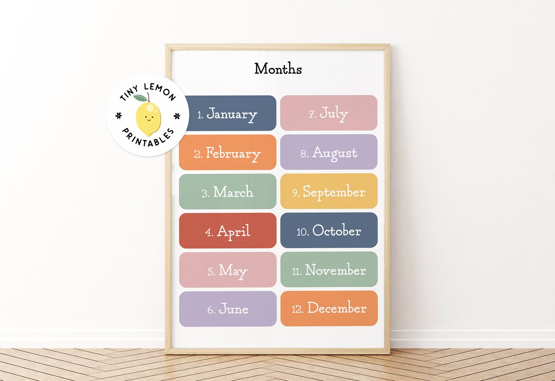 Months Educational Poster. Months Clasroom Poster. Preschool Learning ...