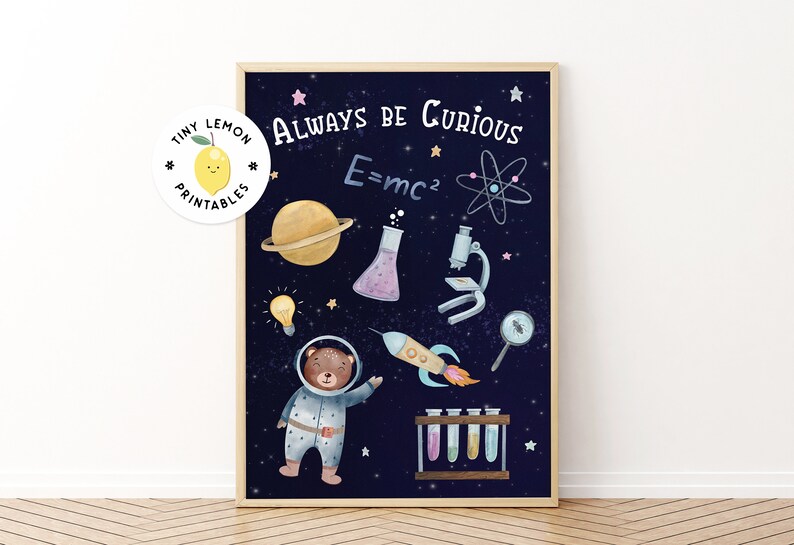 Always Be Curious Poster. Boys Room Wall Art. Science Poster for Kids ...