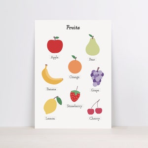 Fruits Educational Poster. Learnig Fruits Poster. Learnig Materials ...