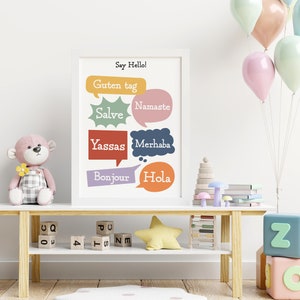 Hello in Different Languages Poster. Hello Print. Preschool Learning ...