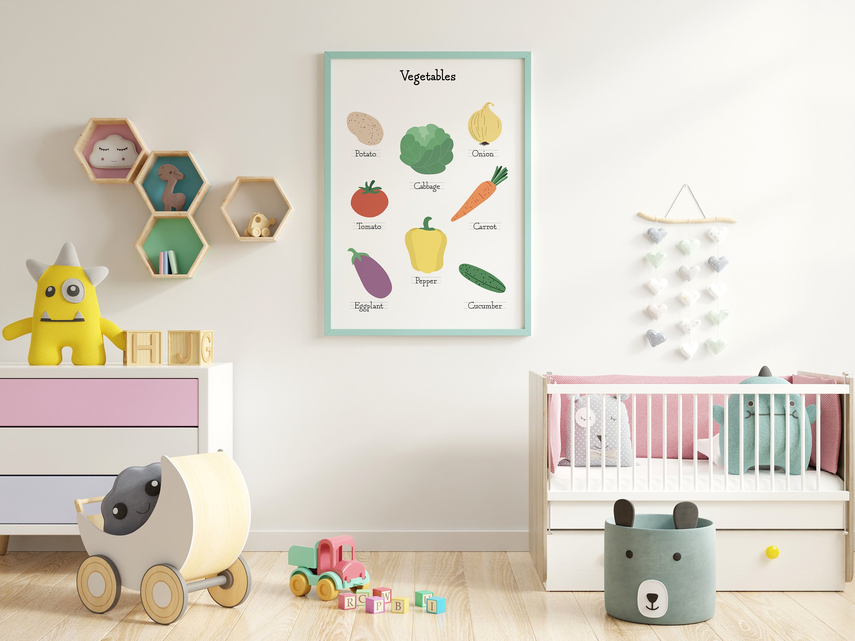 Vegetables Educational Poster. Learnig Vegetables Poster. Preschool ...