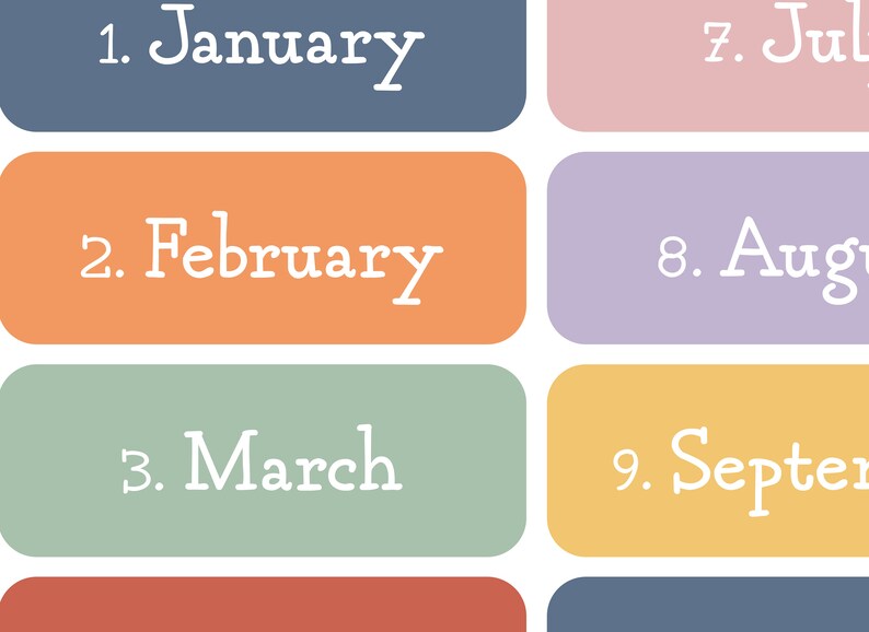 Months Educational Poster. Months Clasroom Poster. Preschool Learning ...
