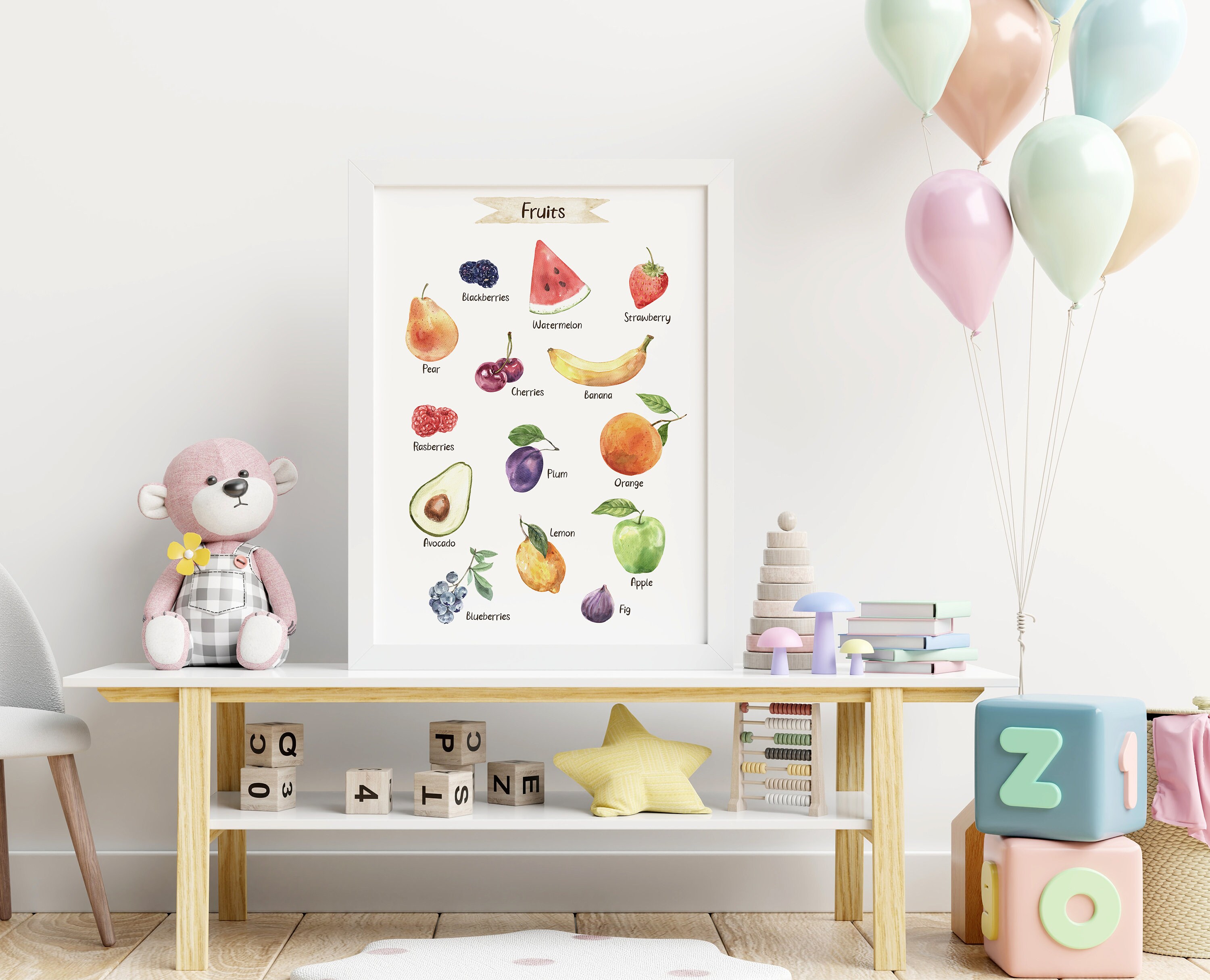 Watercolour Fruits Poster. Fruit Chart Educational Poster. Clasroom ...