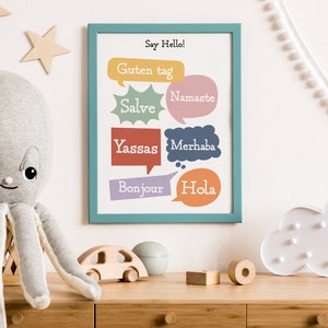 Hello in Different Languages Poster. Hello Print. Preschool Learning ...