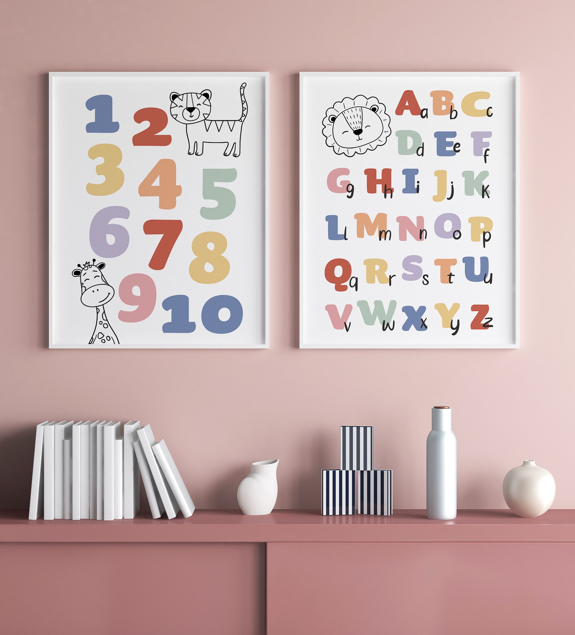 Alphabet & Numbers Print Set: Boho Kids Educational Posters (digital ...