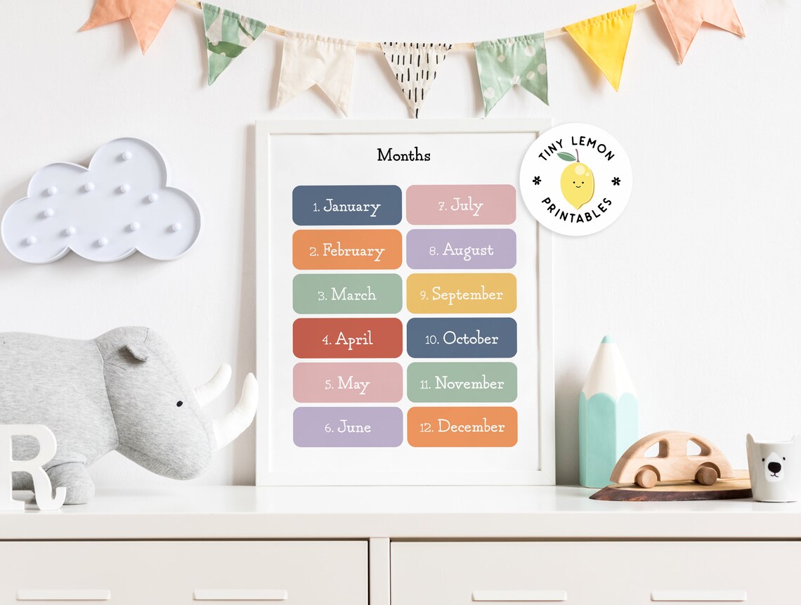 Months Educational Poster. Months Clasroom Poster. Preschool Learning ...