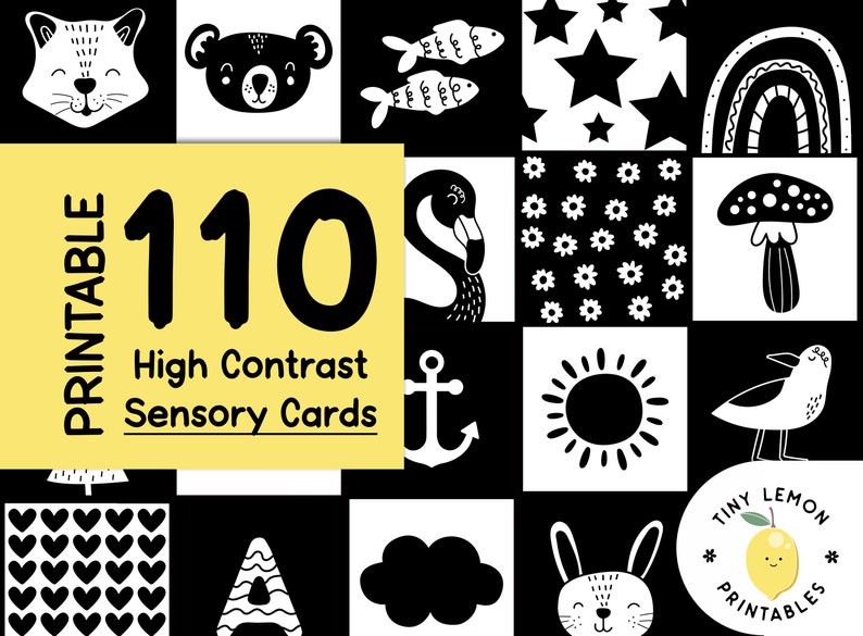 110 Sensory Baby Cards. High Contrast Stimulation. Black and White ...
