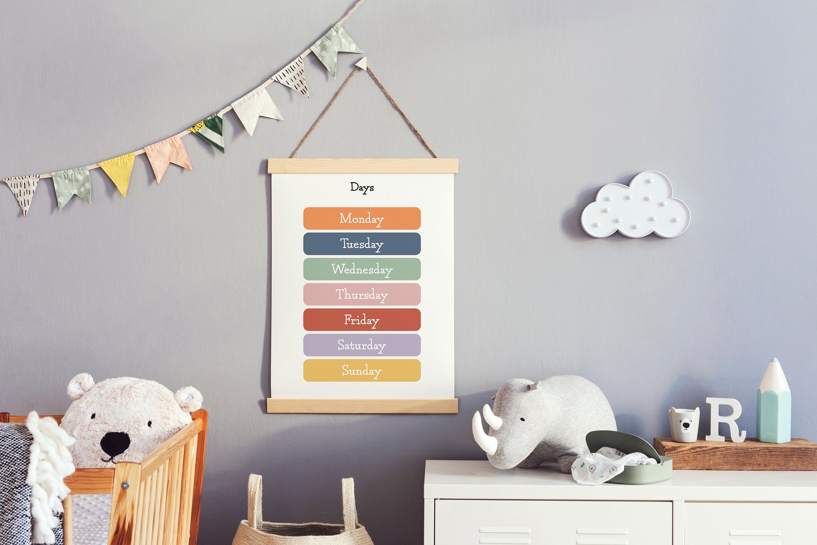Days of the Week Poster: Classroom Learning, Montessori Printable ...