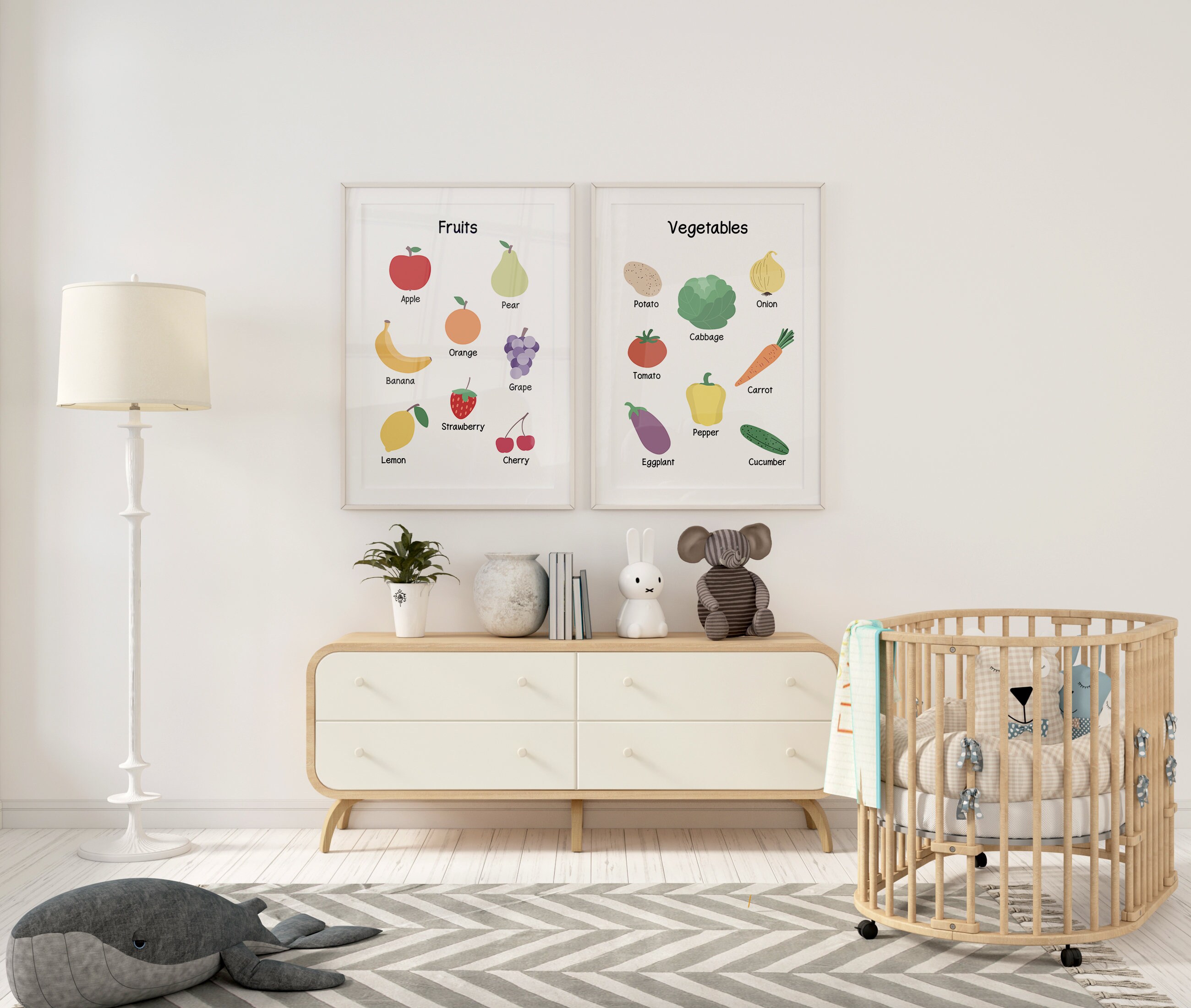 Set of 2, Vegetables and Fruits Educational Poster Set. Learnig Poster ...