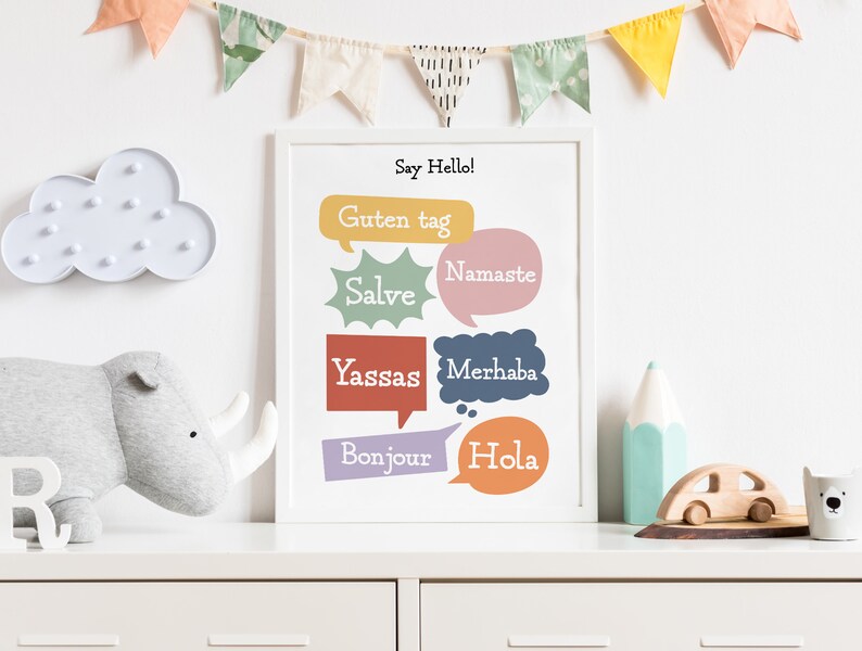 Hello in Different Languages Poster. Hello Print. Preschool Learning ...