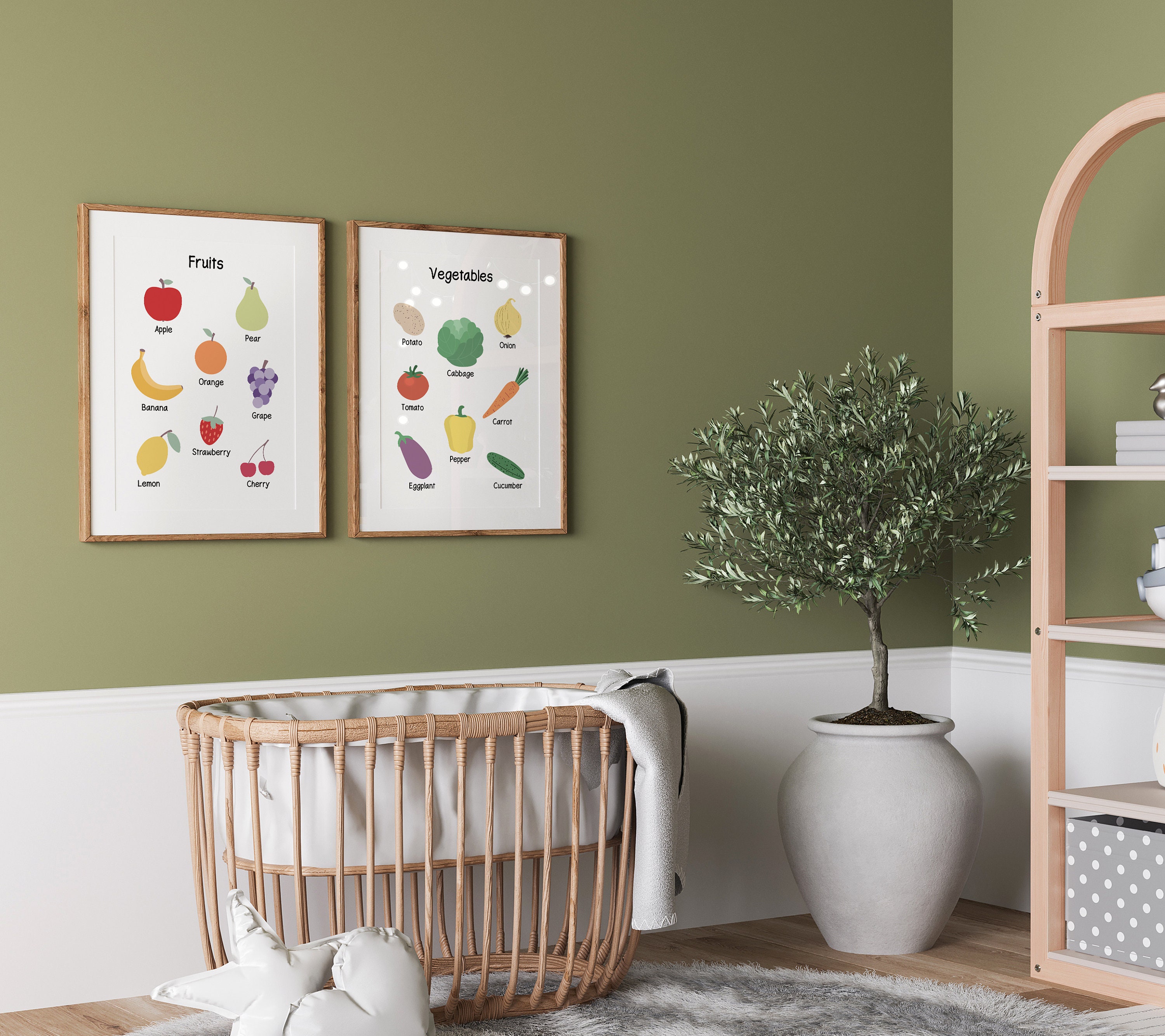 Set of 2, Vegetables and Fruits Educational Poster Set. Learnig Poster ...