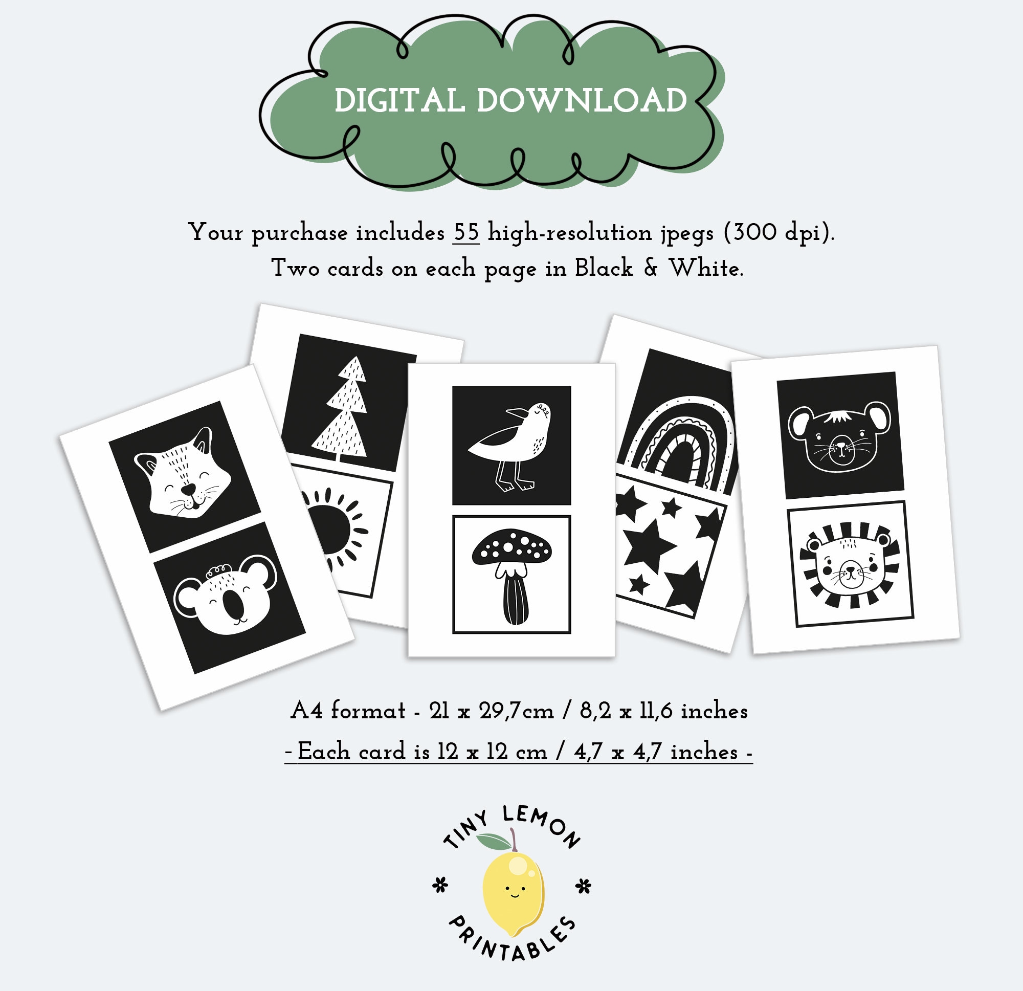 110 Sensory Baby Cards. High Contrast Stimulation. Black and White ...