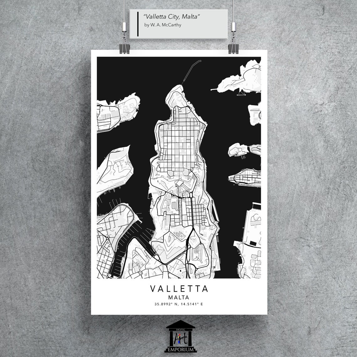 Valletta Map Print, Valletta Map Poster, Valletta Printable, Valletta ...