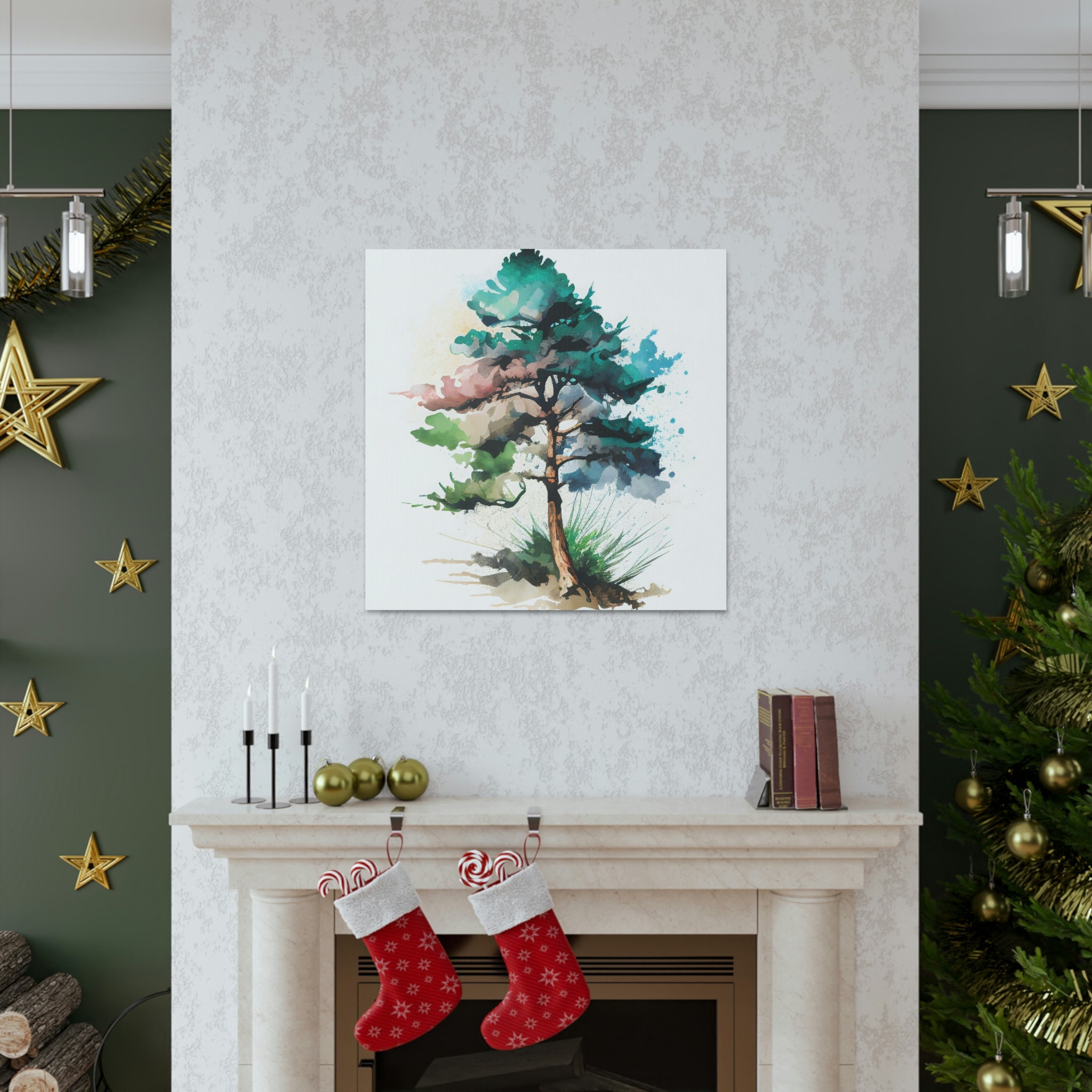Stylized Pine Tree in Watercolor - Etsy