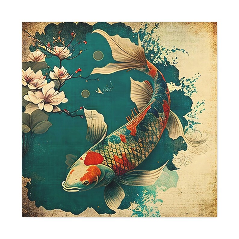 Vintage-style Japanese Koi Fish Painting, Fish Art, Koi Art, Fish Print ...