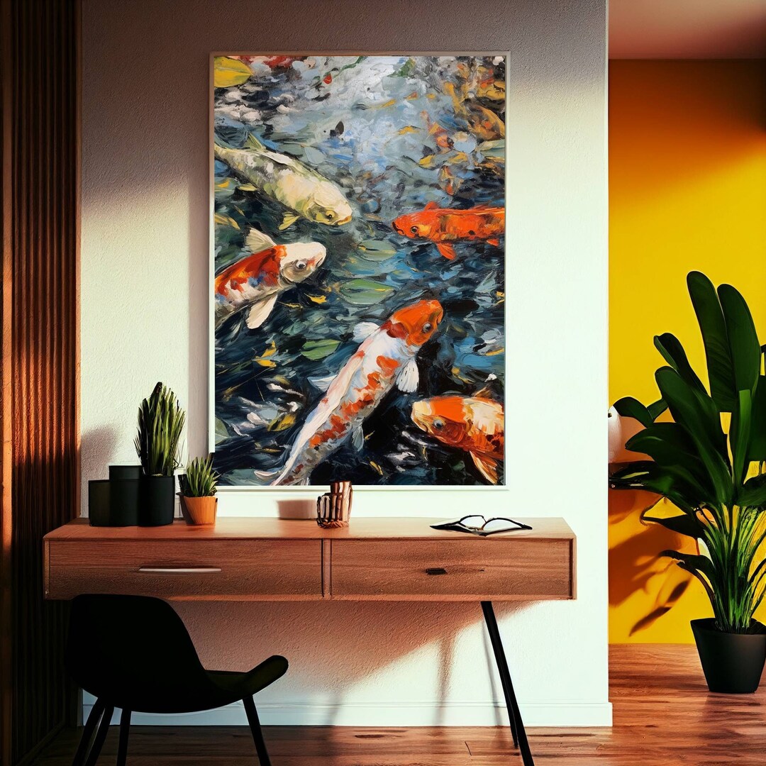 Koi Fish Painting, Impressionism-style , Fish Art, Koi Art, Fish Print ...