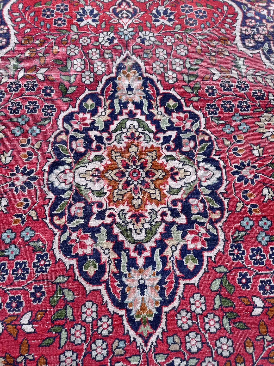 4x4 Red Blue Turkish Rug, 3x Neutral Oushak Rug, Handmade Vintage Area ...