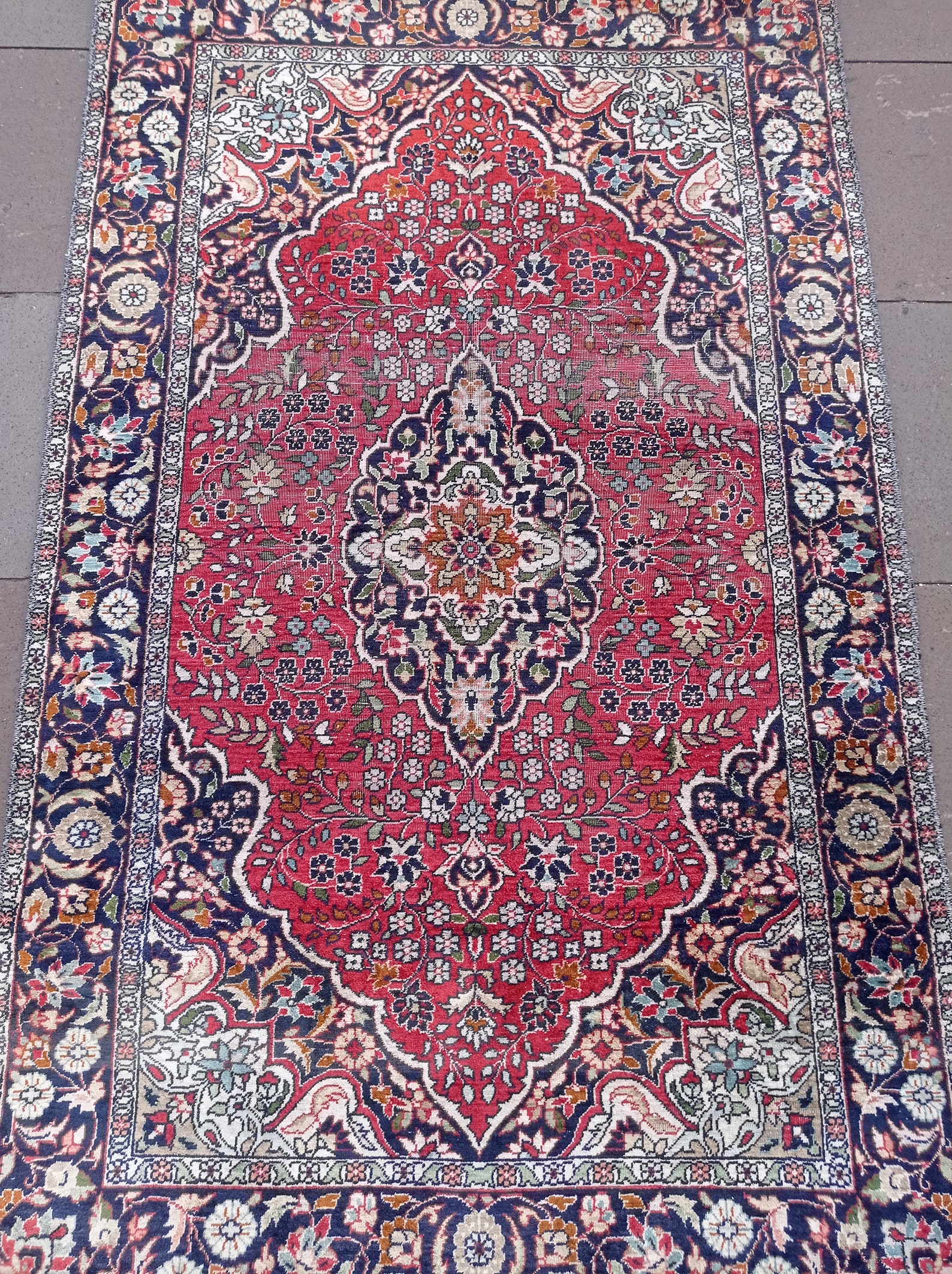 4x4 Red Blue Turkish Rug, 3x Neutral Oushak Rug, Handmade Vintage Area ...