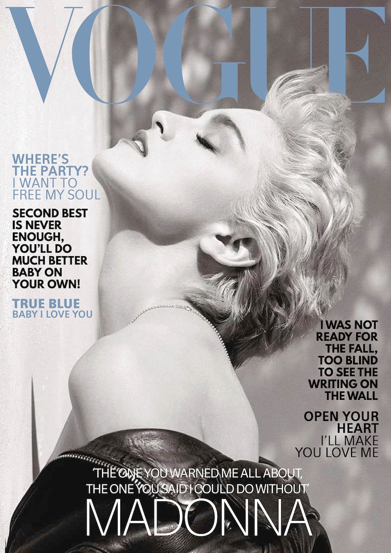 Madonna Vogue Magazine A4 Cover True Blue Album Inspired - Etsy