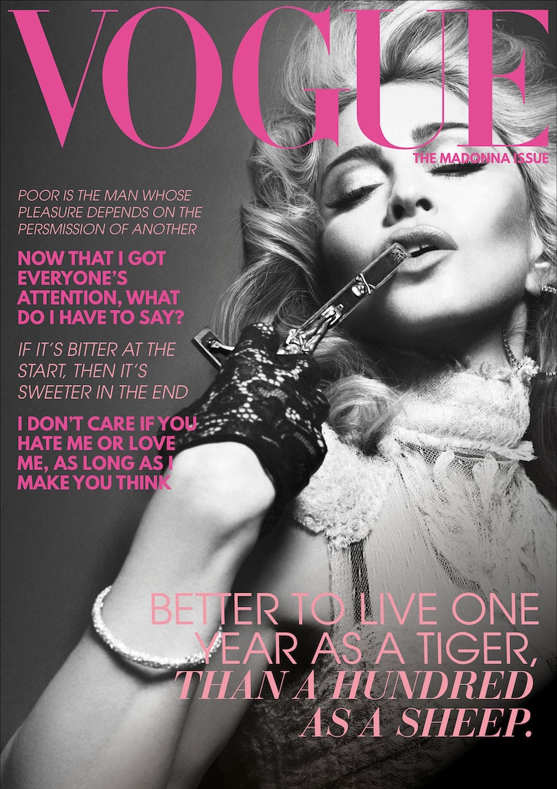 Madonna Vogue Magazine A4 Cover Famous Quotes - Etsy