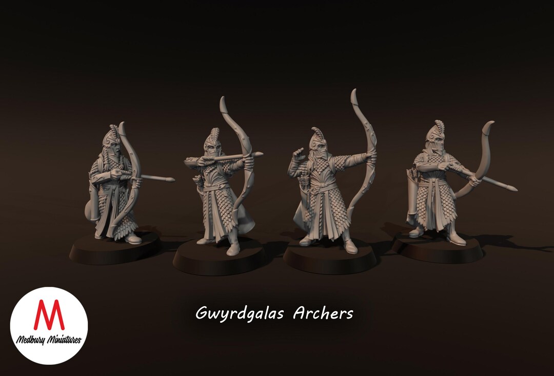 Gwrydgalas Elves With Bows - Medbury Miniatures - 28mm - Etsy