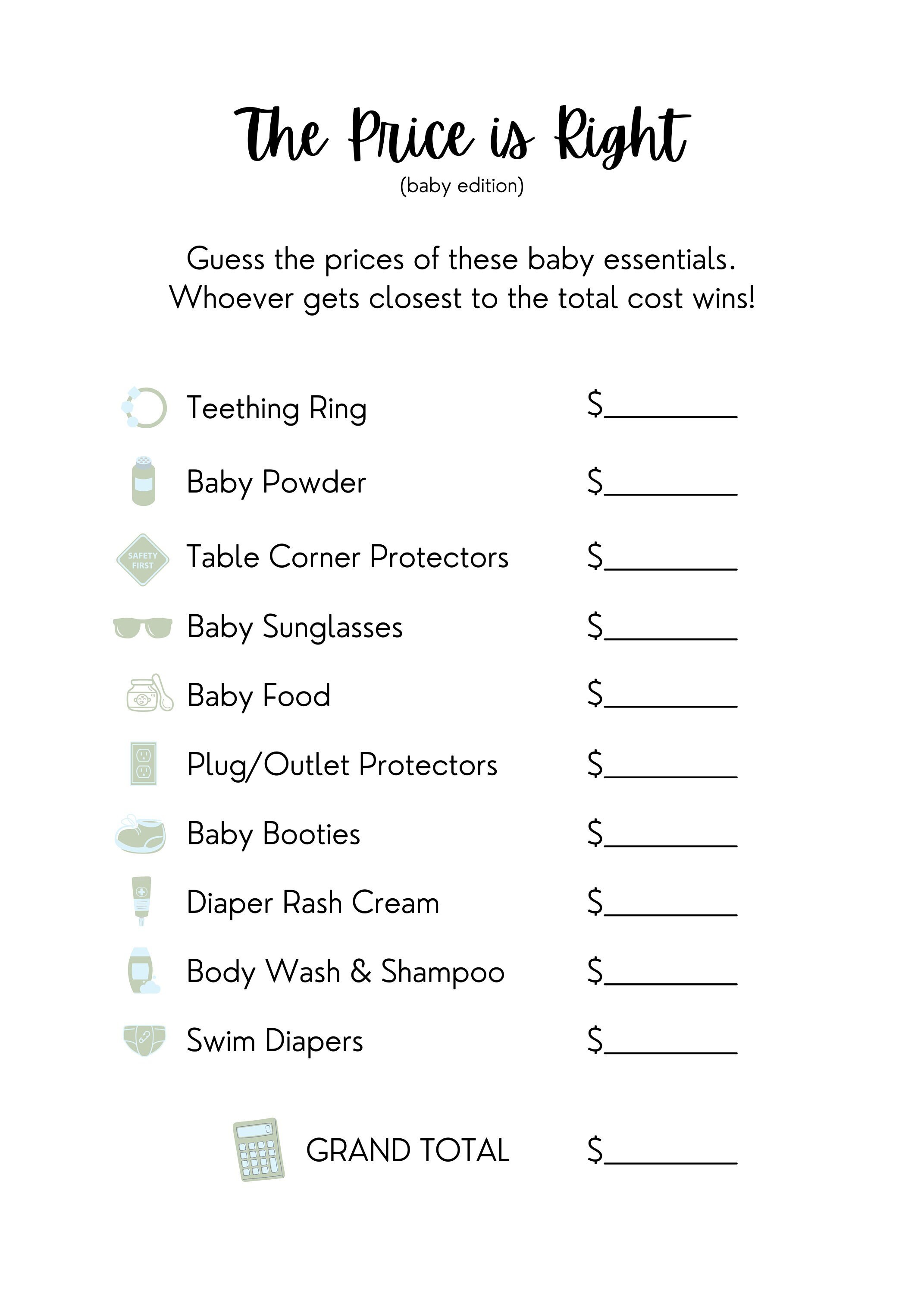 The Price is Right Baby Shower Game - Etsy