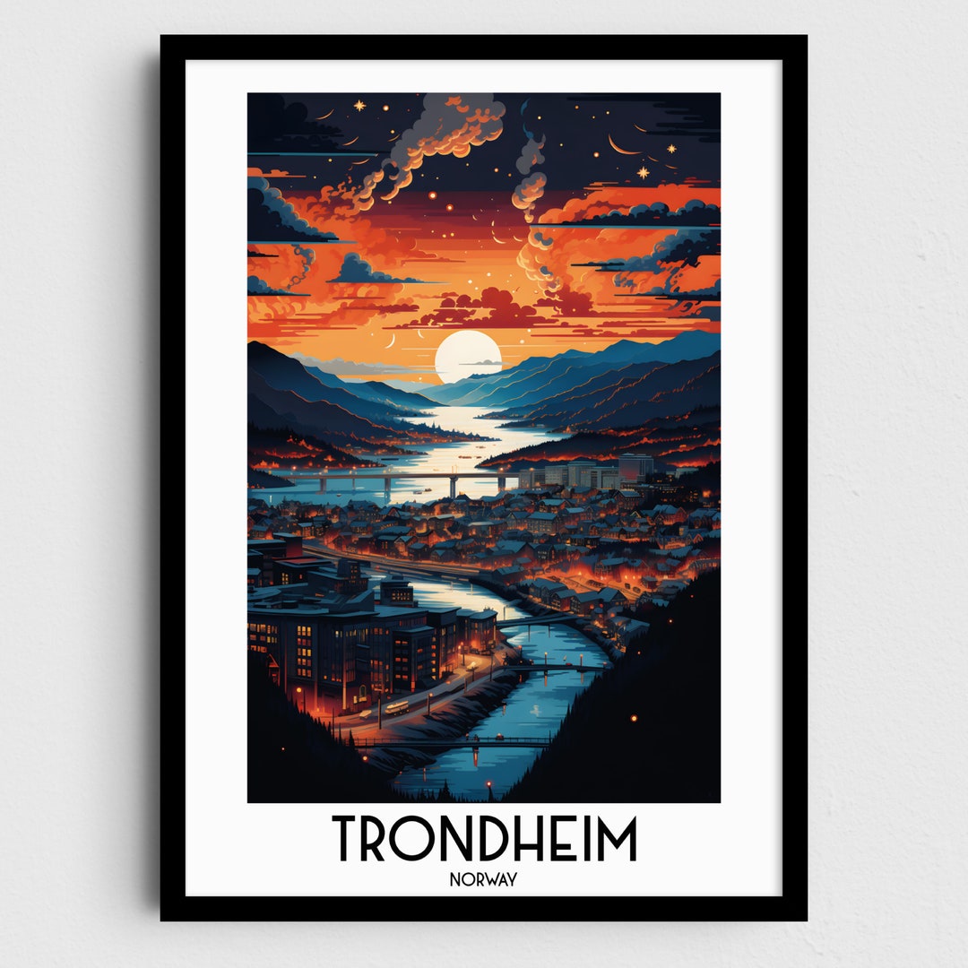 Trondheim Travel Wall Art, Norway Painting Gifts, Scandinavia Home ...