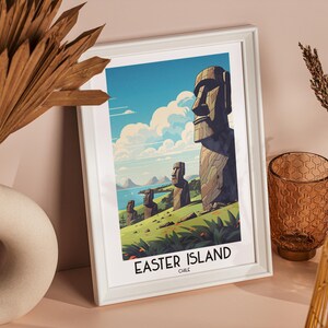 Easter Island Moai Art Print, Chile Travel Poster (digital Download) - Etsy