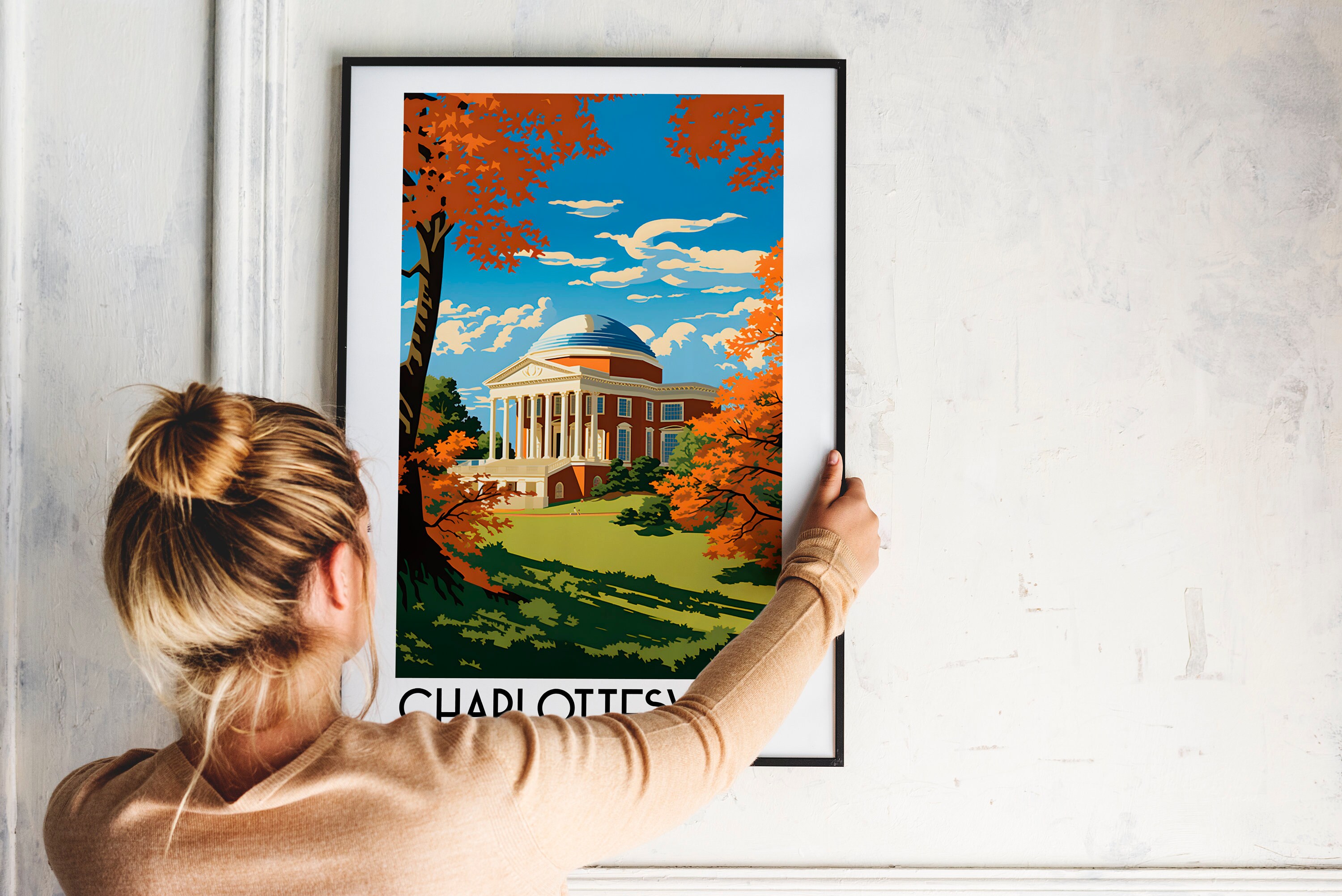 Charlottesville Travel Wall Art, Virginia Painting Gifts, USA Home ...